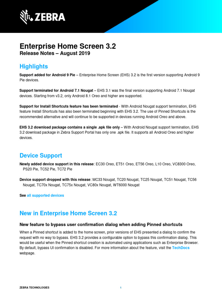 Release Notes Enterprise Home Screen 3.2 | PDF | Android (Operating ...