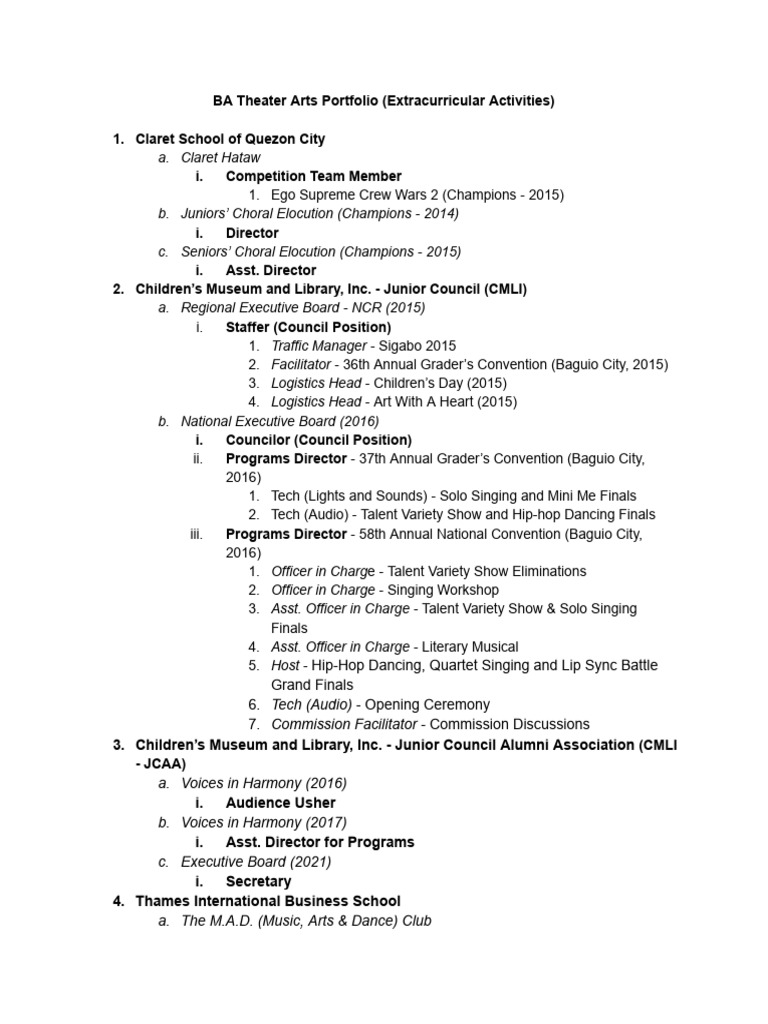 BA Theater Arts Portfolio | Download Free PDF | Musicology | Entertainment