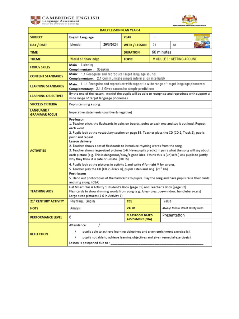 Bi Year 4 Module 6 v2 (LP 81-96) | PDF | Lesson Plan | Teachers