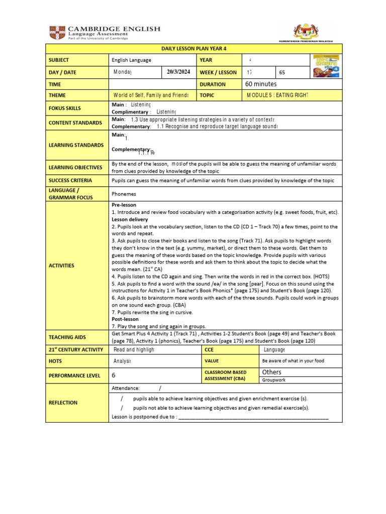 Bi Year 4 Module 5 v2 (LP 65-80) | Download Free PDF | Lesson Plan ...