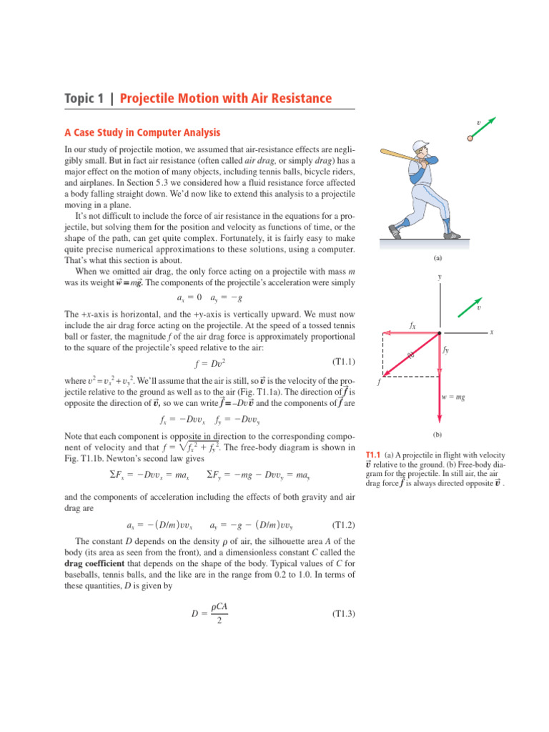 Projectile Motion | PDF | Force | Drag (Physics)