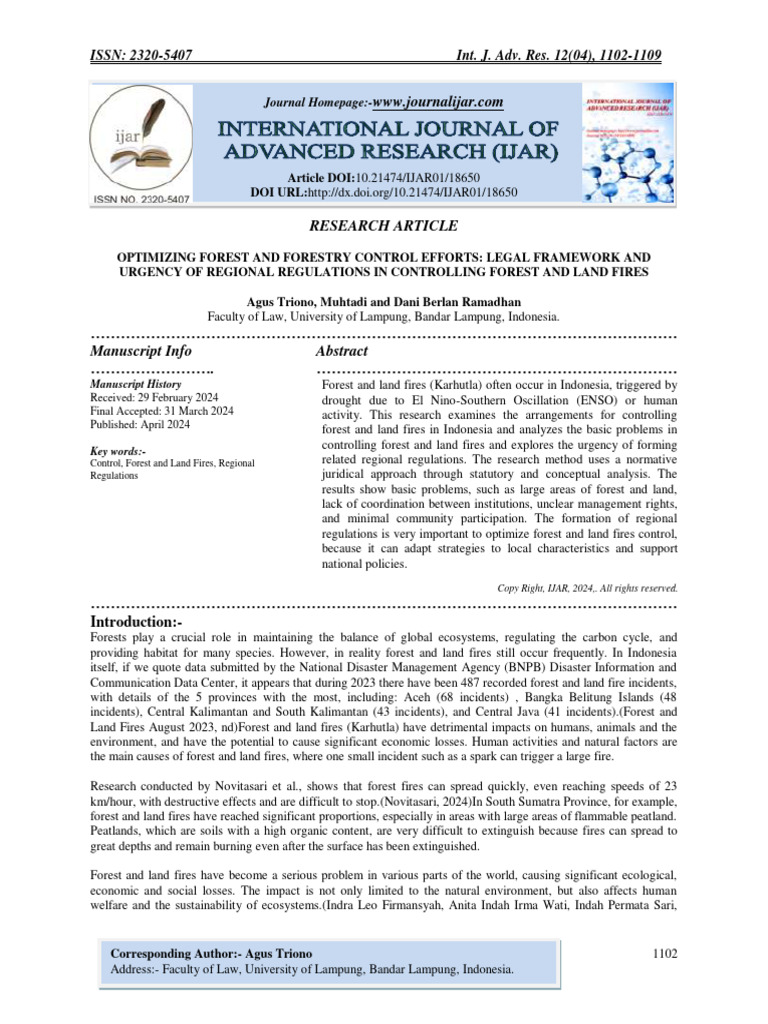 Optimizing Forest and Forestry Control Efforts: Legal Framework and ...