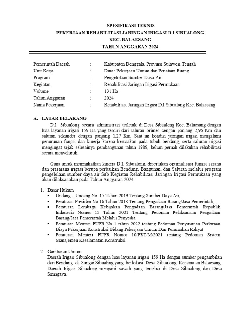 Spesifikasi Sibualong | PDF | Griya & Taman