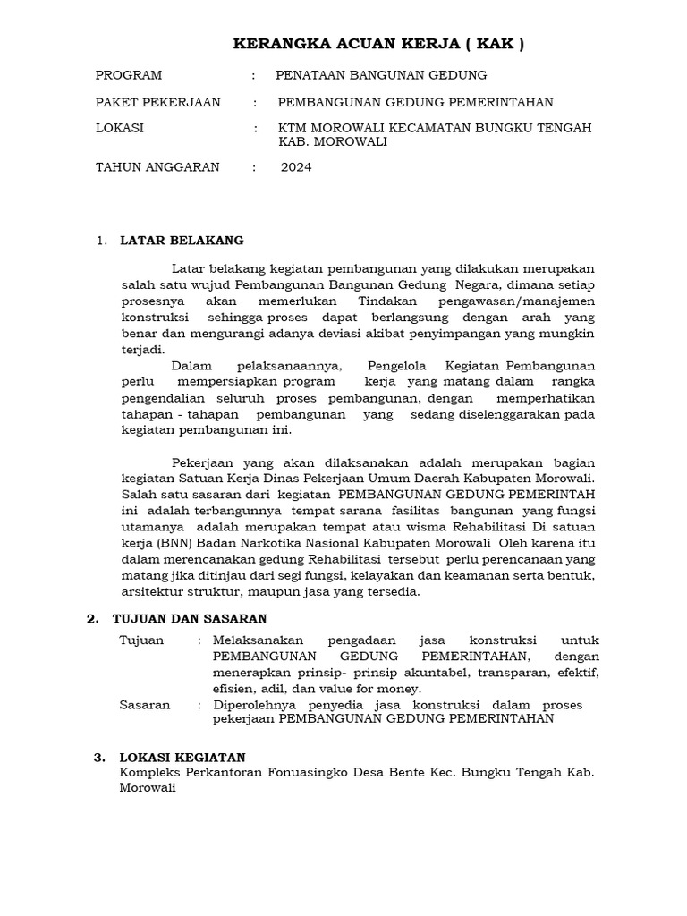 KAK Gedung Rahabilitasi BNN | PDF