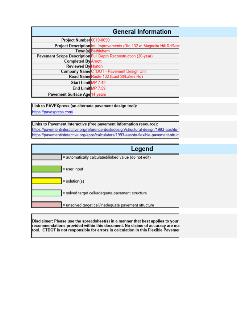 Flexible Pavement Design Tool 060622 | PDF | Road Surface | Spreadsheet