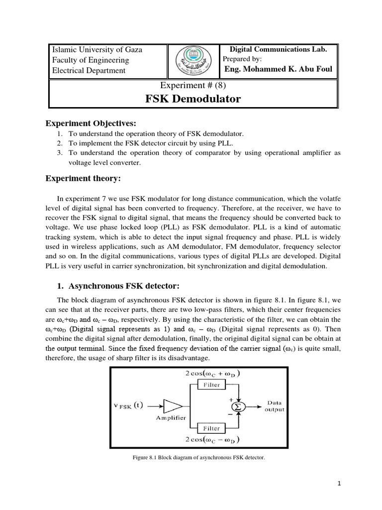 Eng Mohammed K Abu Foul Experiment 8 FSK | PDF | Detector (Radio) | Electrical Engineering