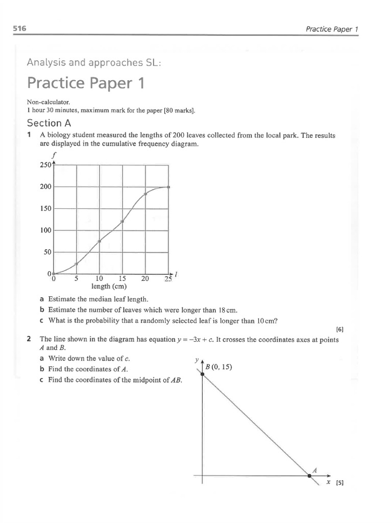 MAA (SL) Hodder - Practice Paper 1 | PDF