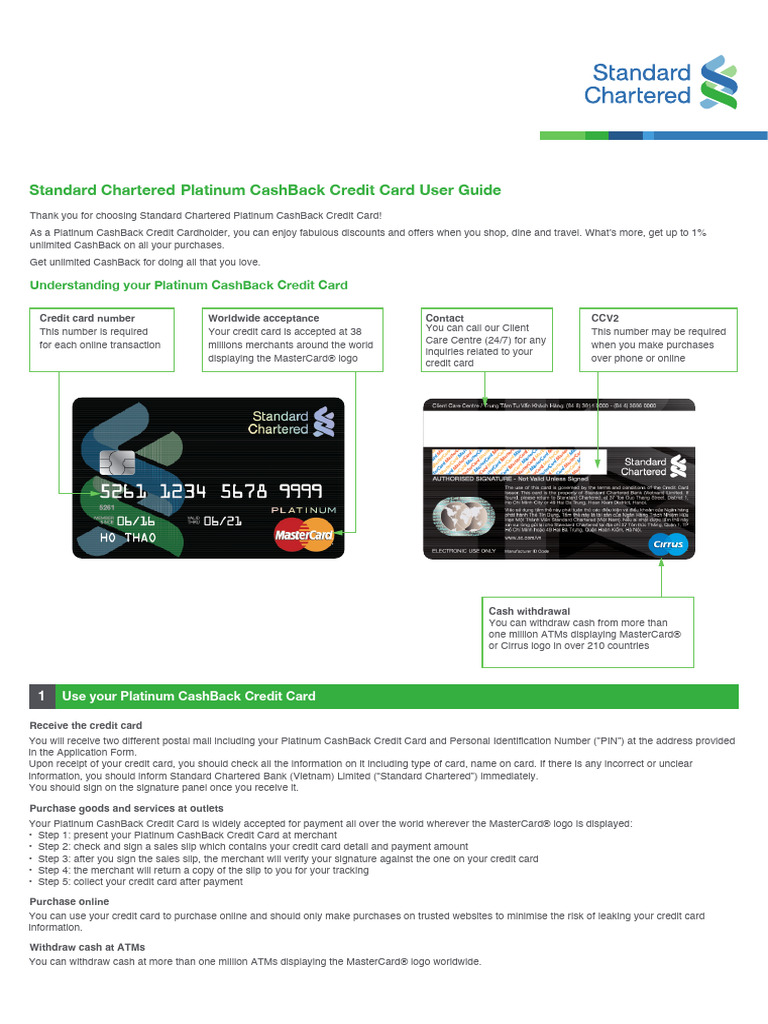 Standard Chartered CashBack Card Guide | PDF | Credit Card | Debit Card