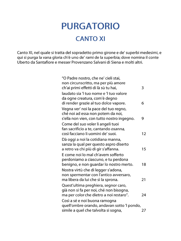 Purgatorio 11 Testo Del Canto | PDF