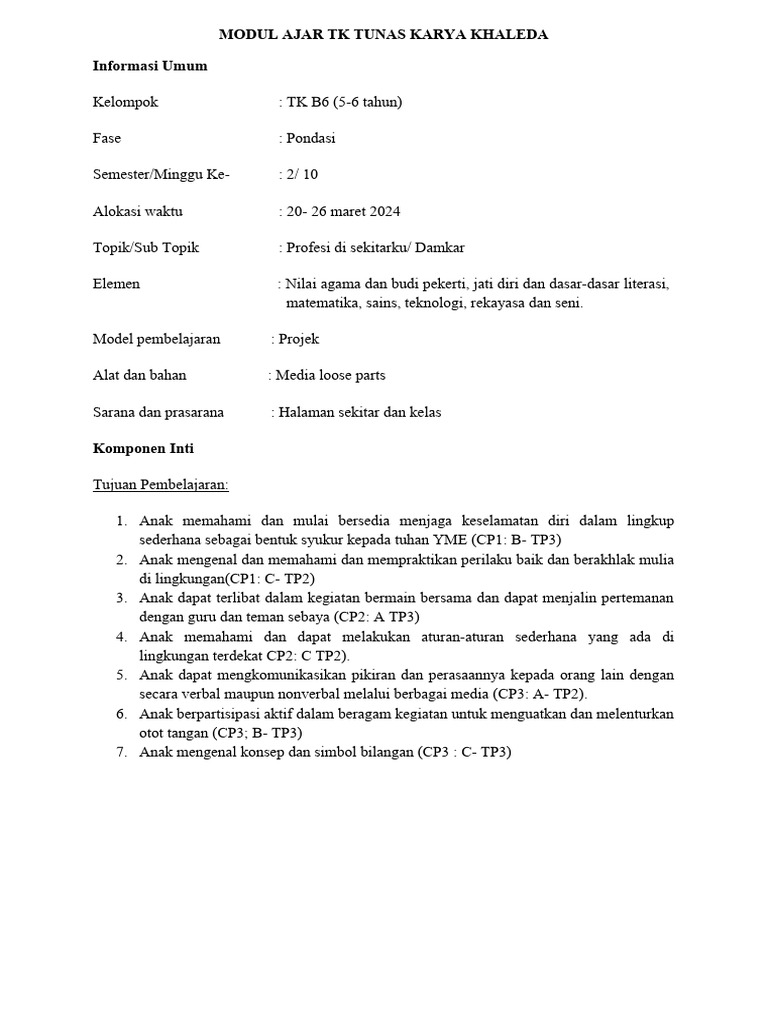 Modul Ajar Damkar | PDF | Karier & Perkembangan | Kajian Bahasa Asing