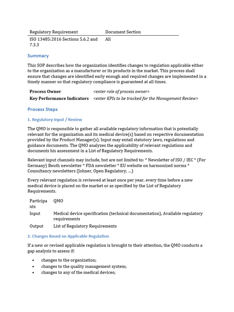 Sop Update of Regulations | PDF | Quality Management System | Medical ...