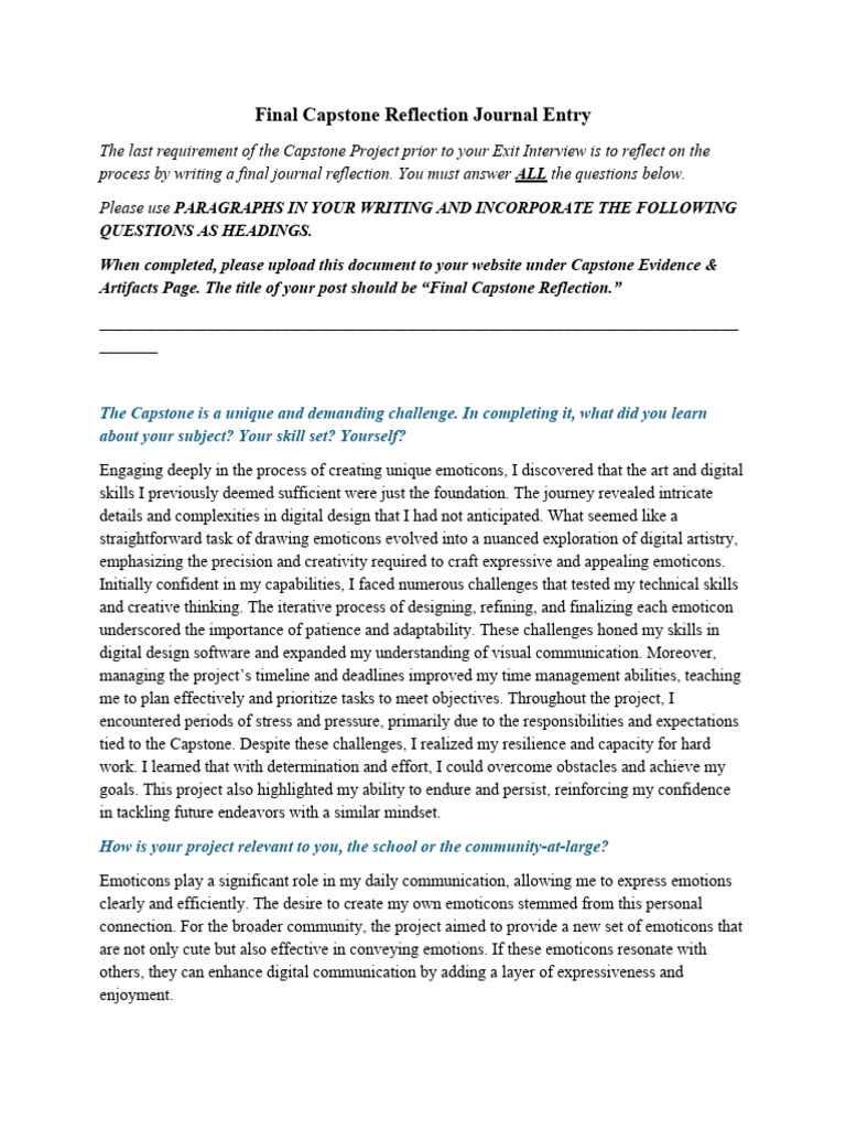 Capstone Final Reflection | PDF | Communication | Creativity