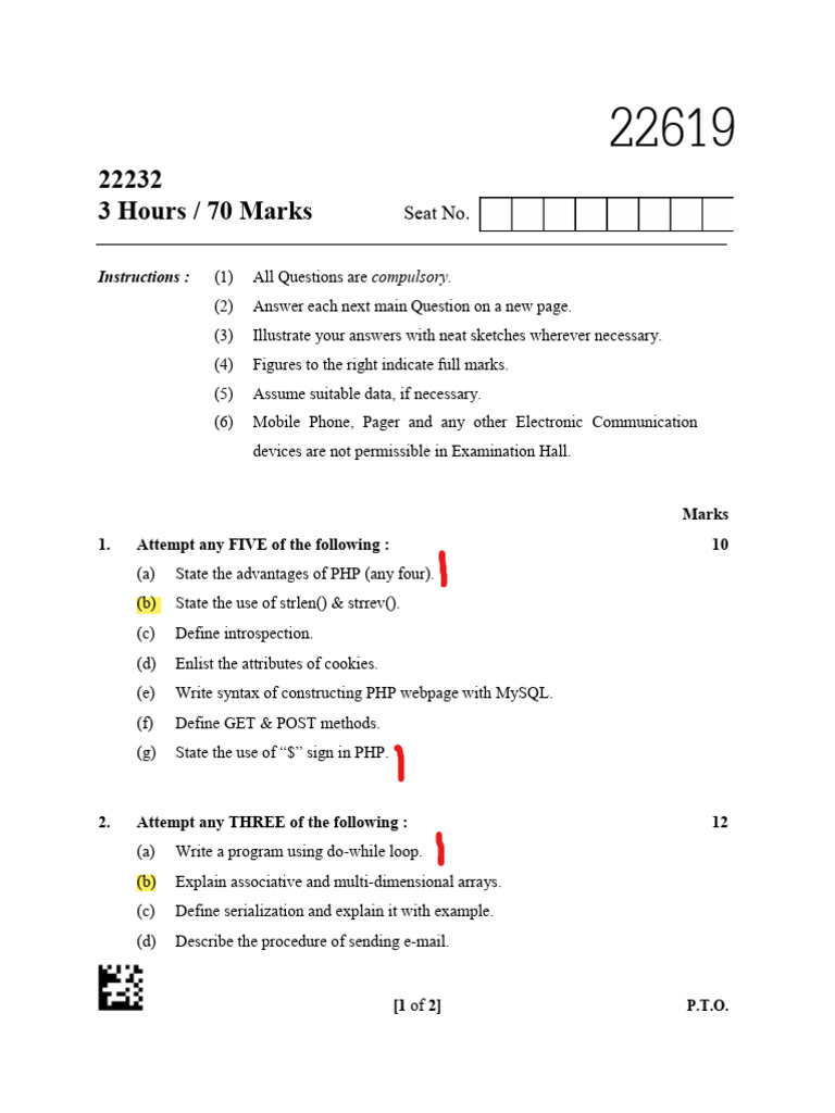 PHP Programming Exam Questions Guide | PDF | Php | World Wide Web