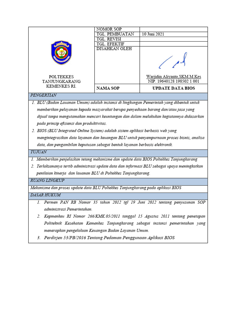 7-Sop Update Data Bios | PDF