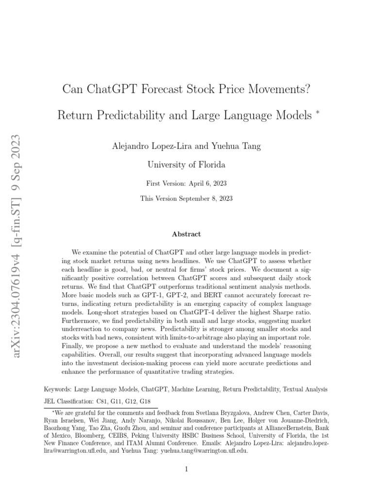 Can Chatgpt Forecast Stock Price Movements? Return Predictability and Large Language Models ...
