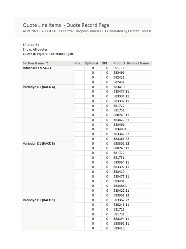 Quote Line Items - Quote Record Page | PDF | Physical Layer Protocols | Telecommunications Equipment