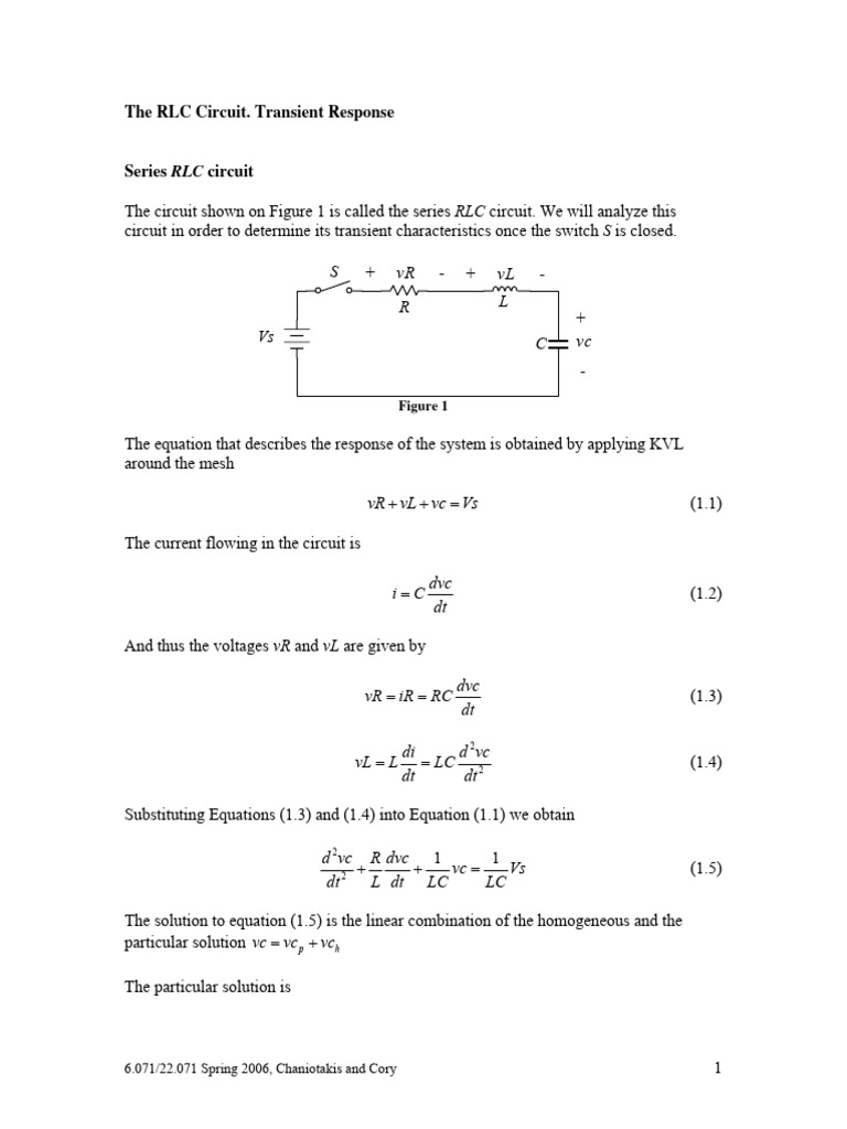 RLC Circuit Transient Analysis | PDF | Damping | Initial Condition