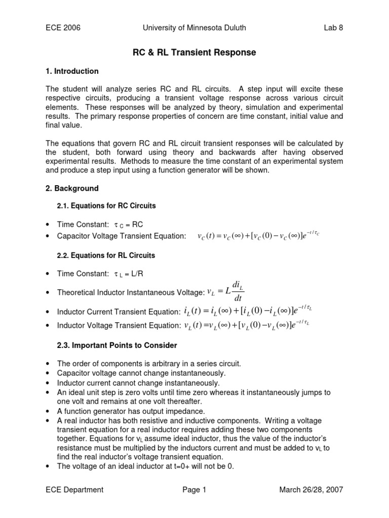 RC & RL Transient Response | PDF | Electrical Network | Voltage