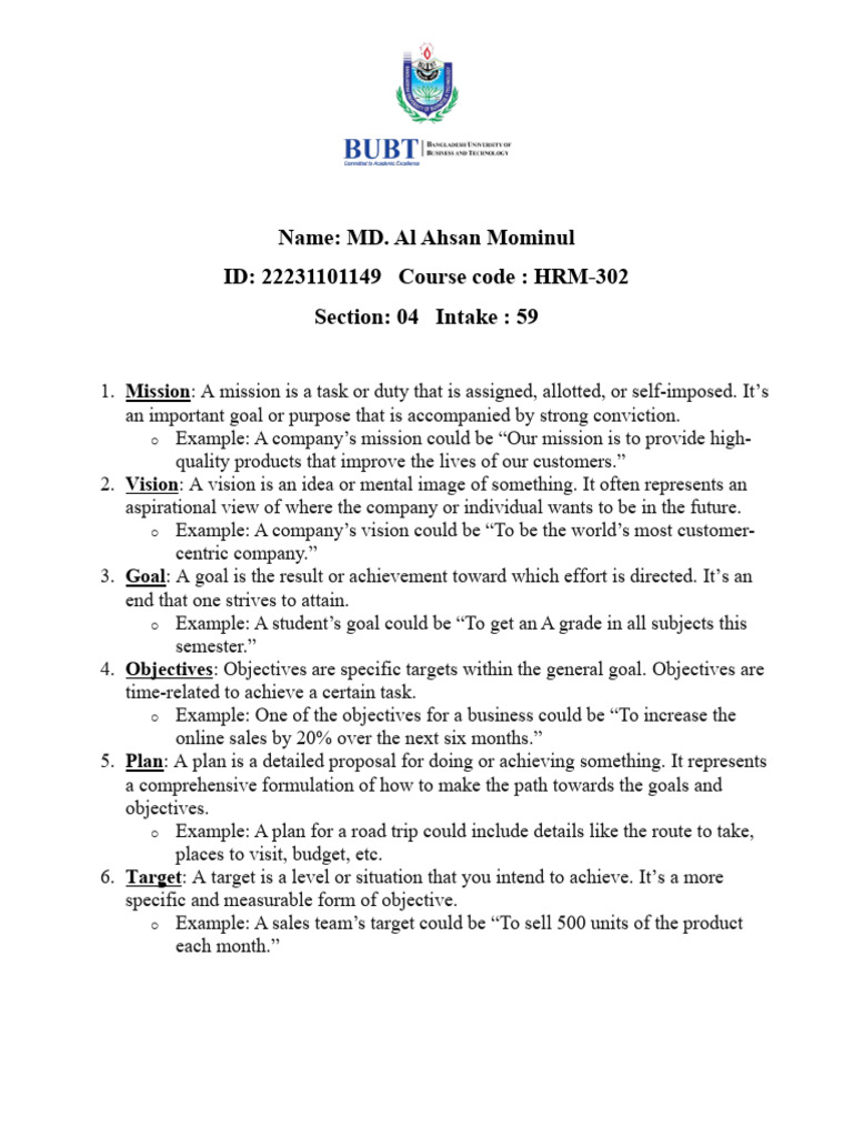 Understanding Mission, Vision, Goals, and Plans | PDF