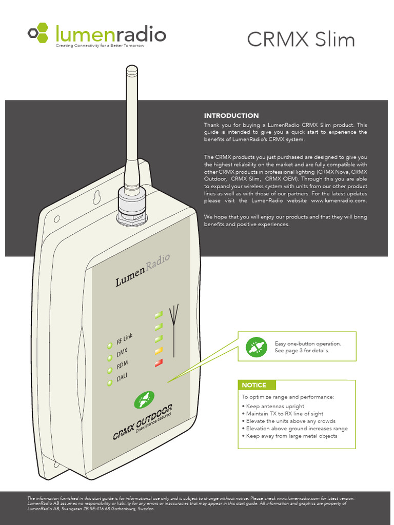 CRMX Slim Quick Start Guide | PDF | Electromagnetic Interference | Electrical Engineering