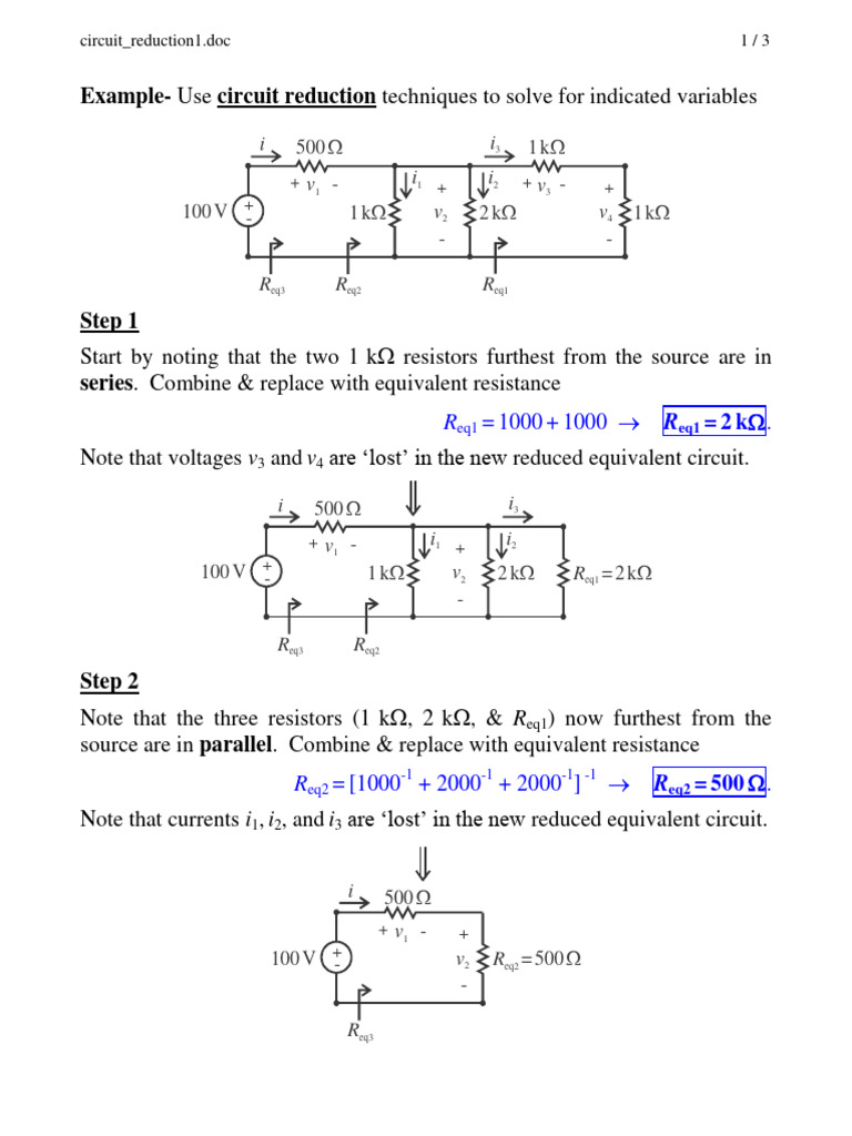 Circuit Reduction1 | PDF | Electrical Network | Electrical Resistance And Conductance
