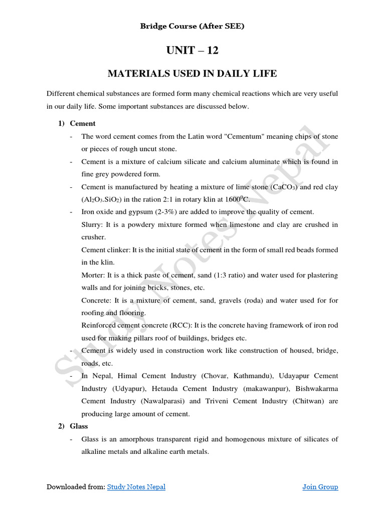 Unit 12 Materials Used in Daily Life | PDF | Glasses | Fertilizer