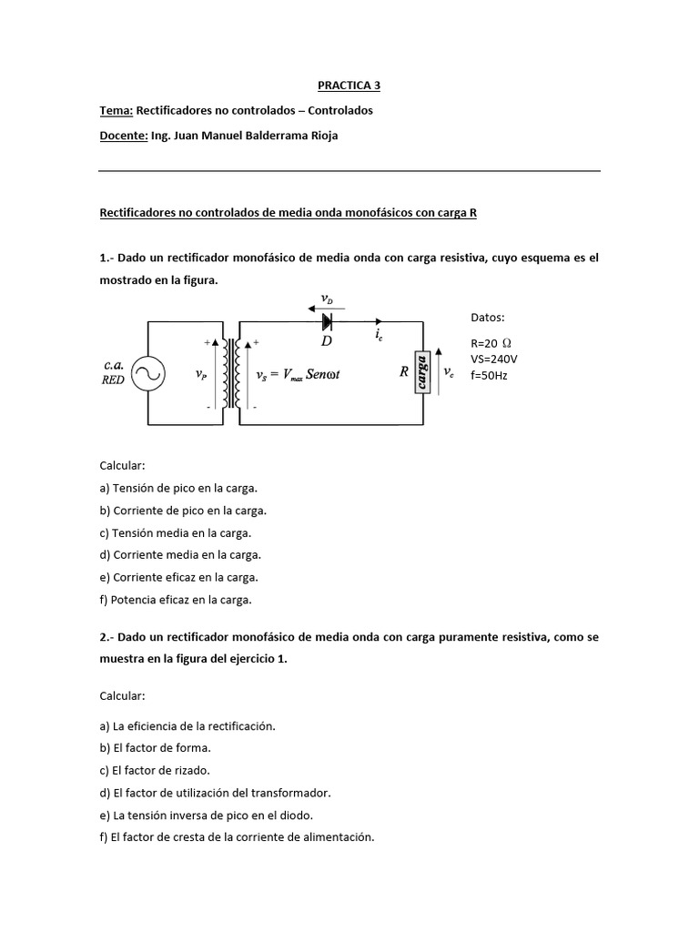 Practica 3 (Rectificadores) | PDF | Rectificador | Energia electrica
