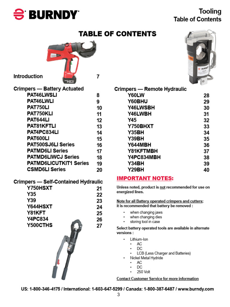 Burndy Tooling Catalog | PDF | Battery Charger | Lithium Ion Battery