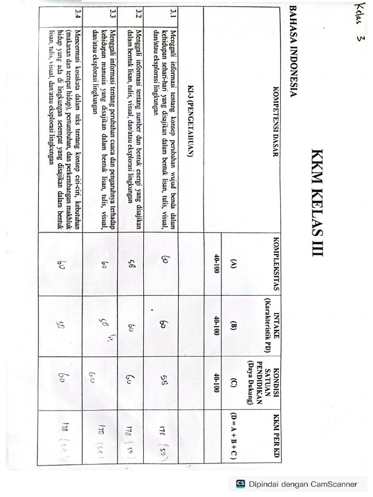 KKM Kelas 3 | PDF