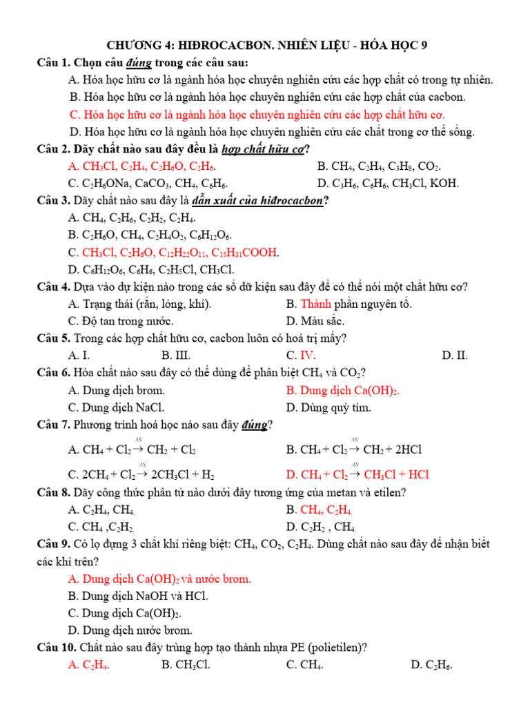 DE CUONG HOA 9 Giua Ki II | PDF