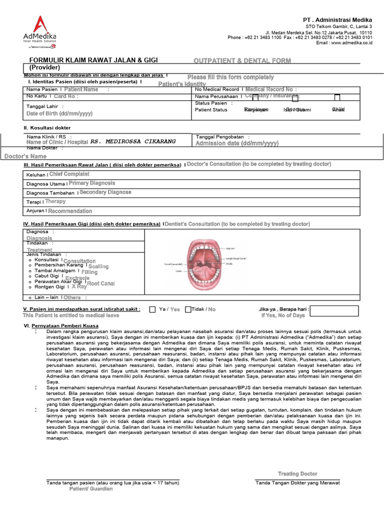 Form RJ Dan Dental Admedika | PDF | Hukum | Pengembangan Diri