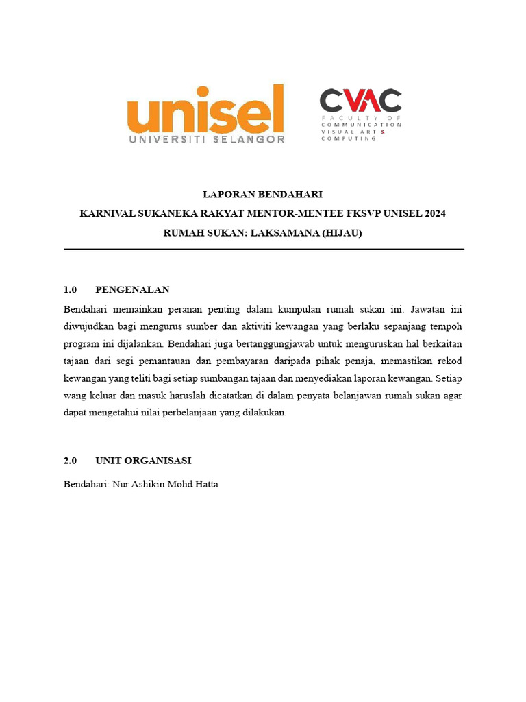 Laporan Bendahari | PDF