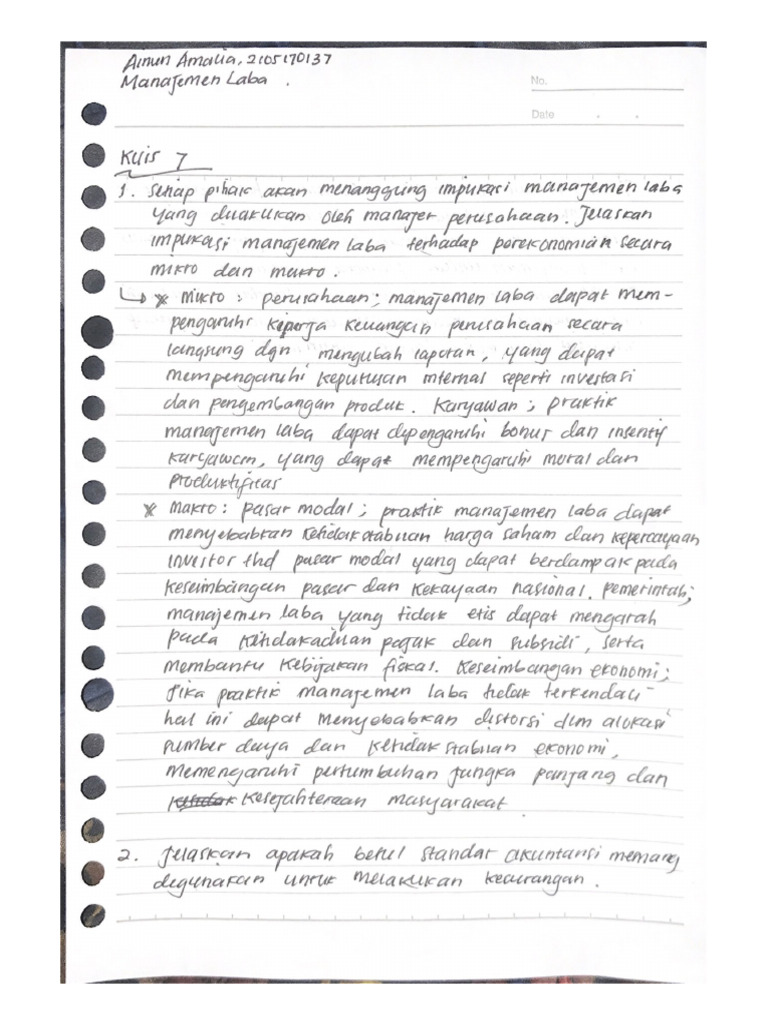 Kuis 7 Manajemen Laba | PDF