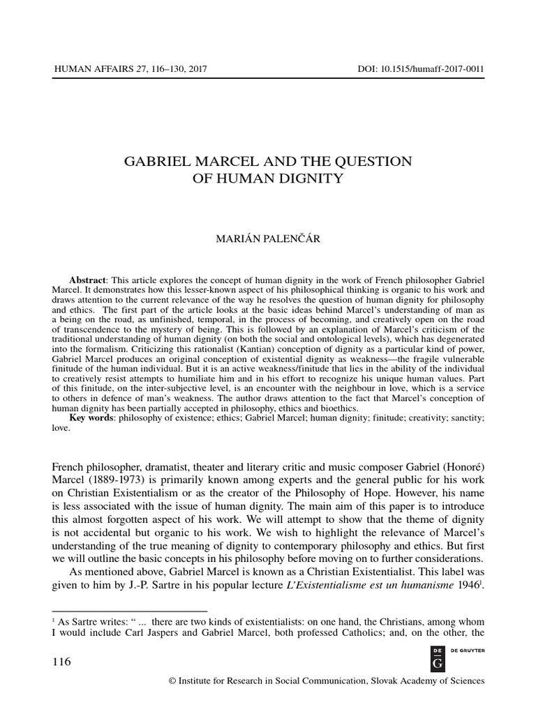 10.1515 - Humaff 2017 0011 | PDF | Existentialism | Dignity