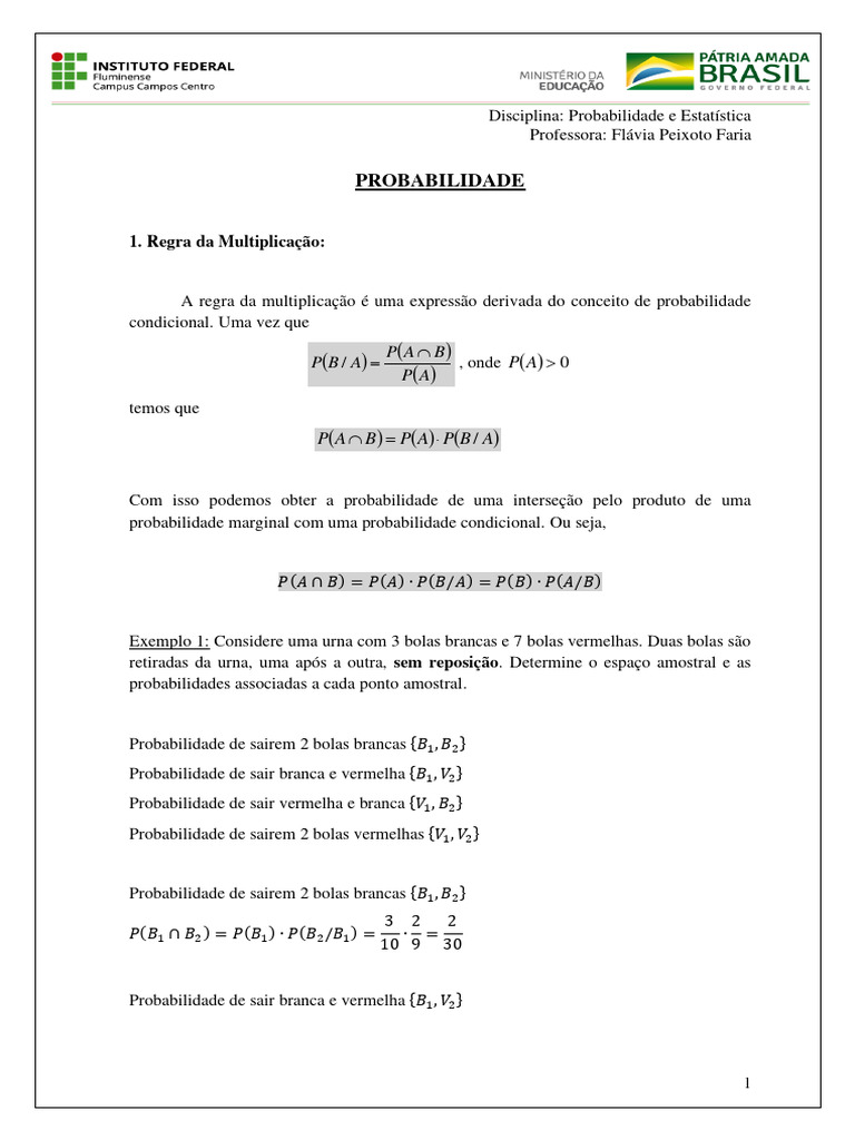 Probabilidade - Apostila | PDF | Probabilidade | Estatísticas