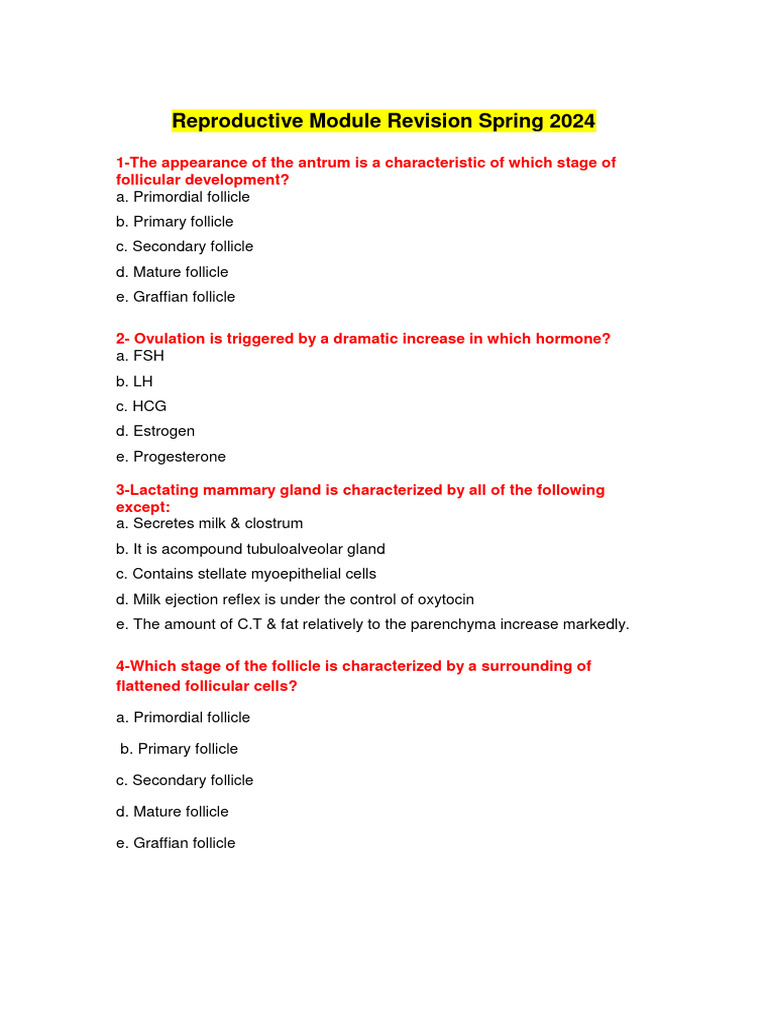 Reproductive Revision | PDF | Epithelium | Ovary