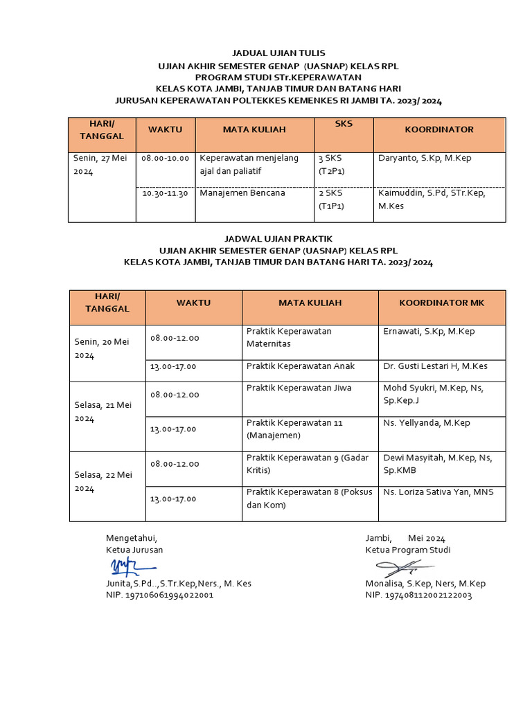Jadual Uas RPL SMT Ii | PDF