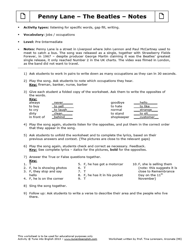 Beatles - Penny Lane | PDF | The Beatles | George Martin
