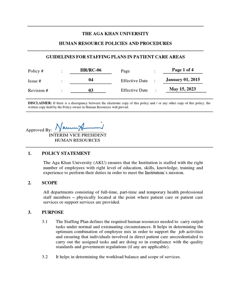 Staff Plan | PDF | Nursing | Human Resources