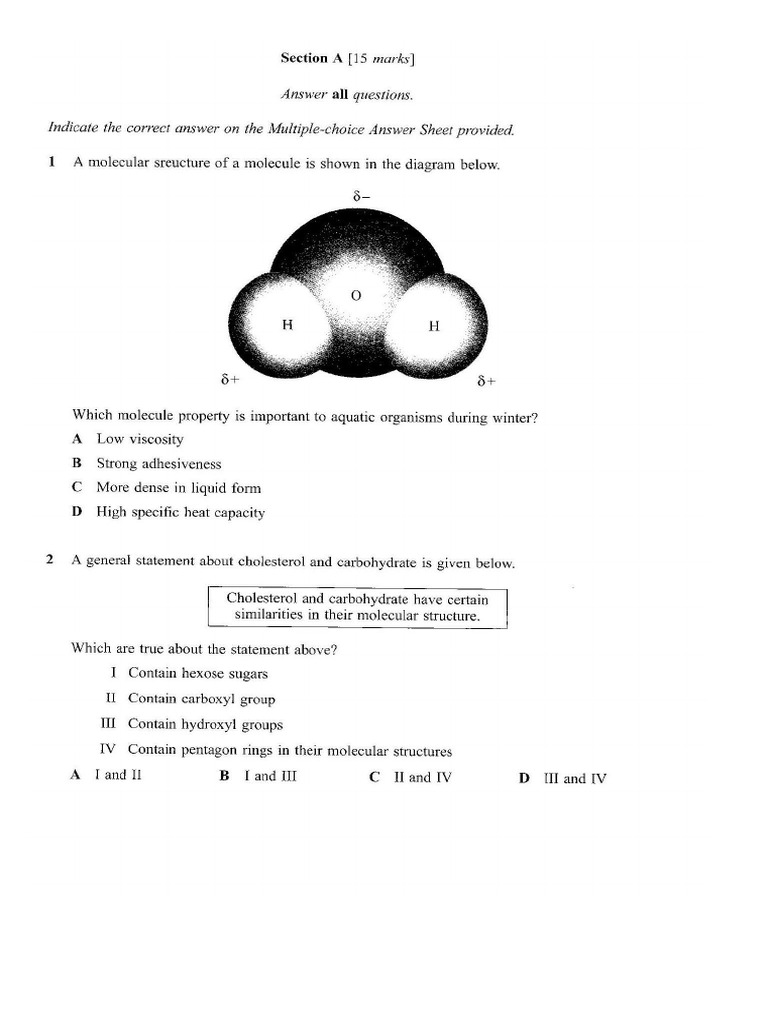 2019 Sem1 Biology Actual Paper | PDF
