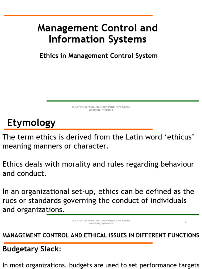 BBA MCIS Ethics in Management Control System | PDF | Employment ...
