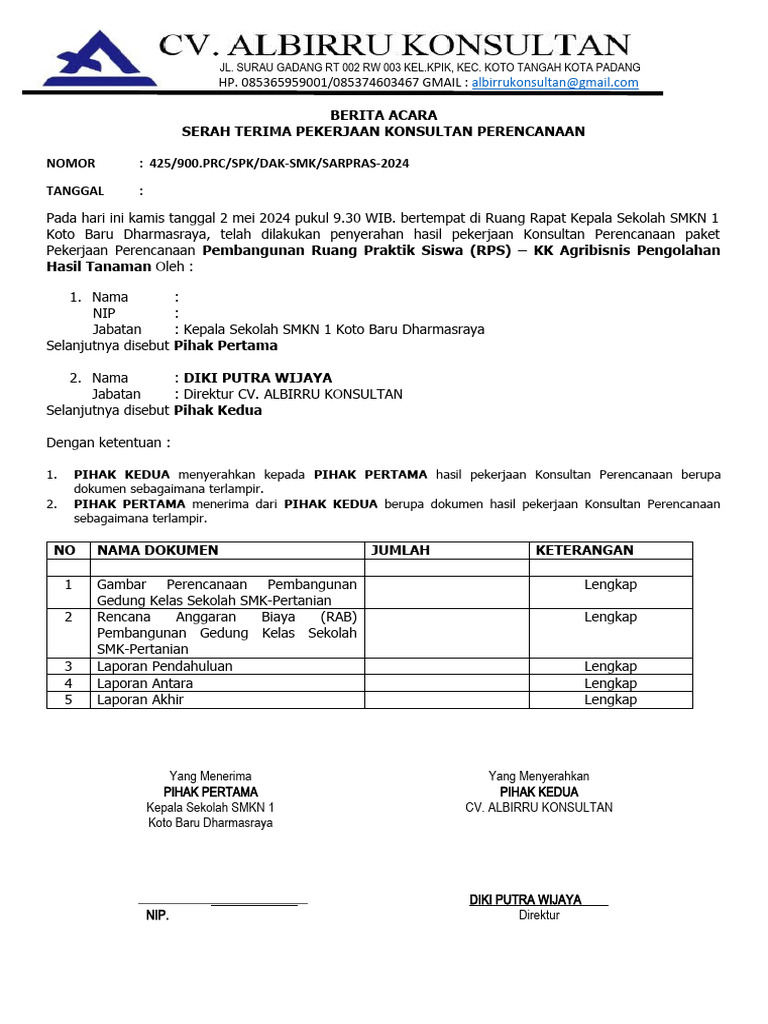 Kop Surat CV Albirru | PDF
