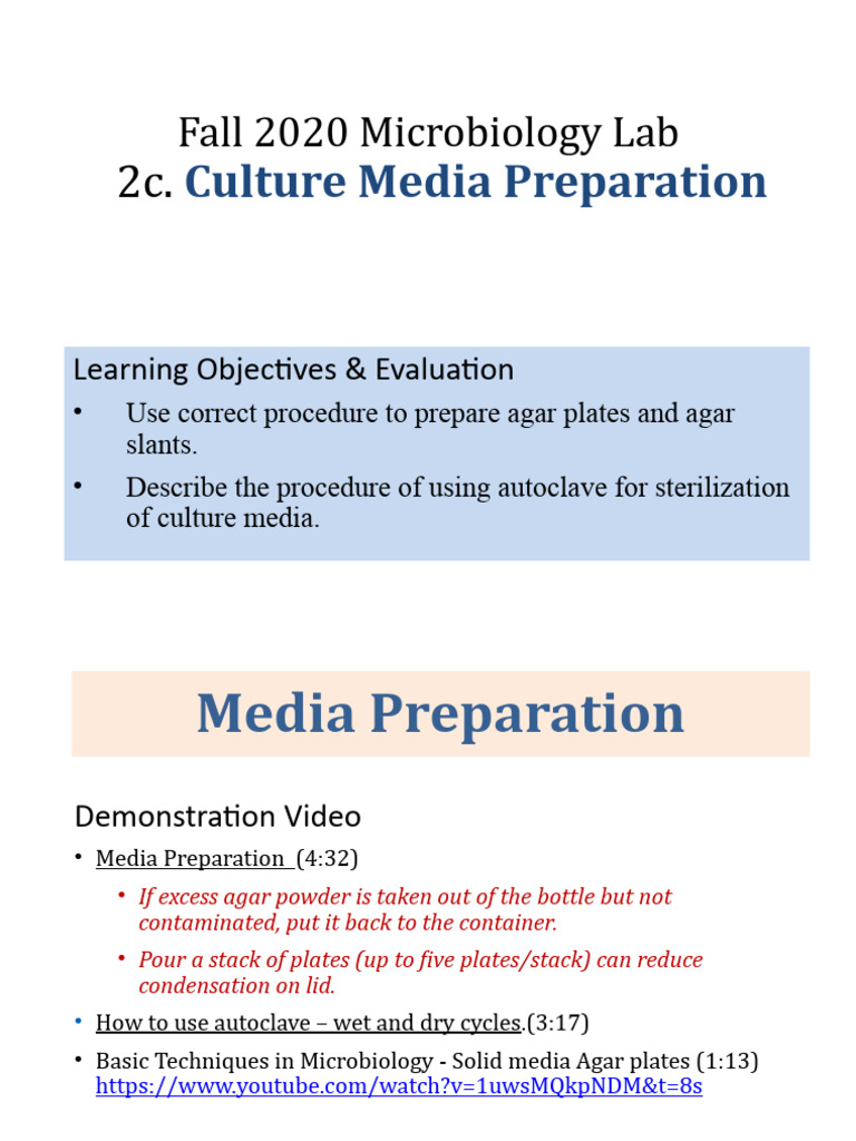 2C, Media Preparation | PDF | Agar | Growth Medium