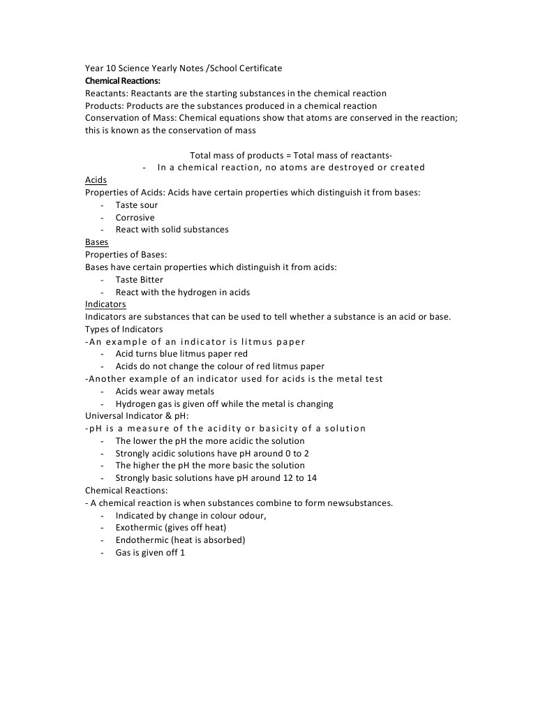 Year 10 Science Yearly Notes | PDF | Zygosity | Nerve