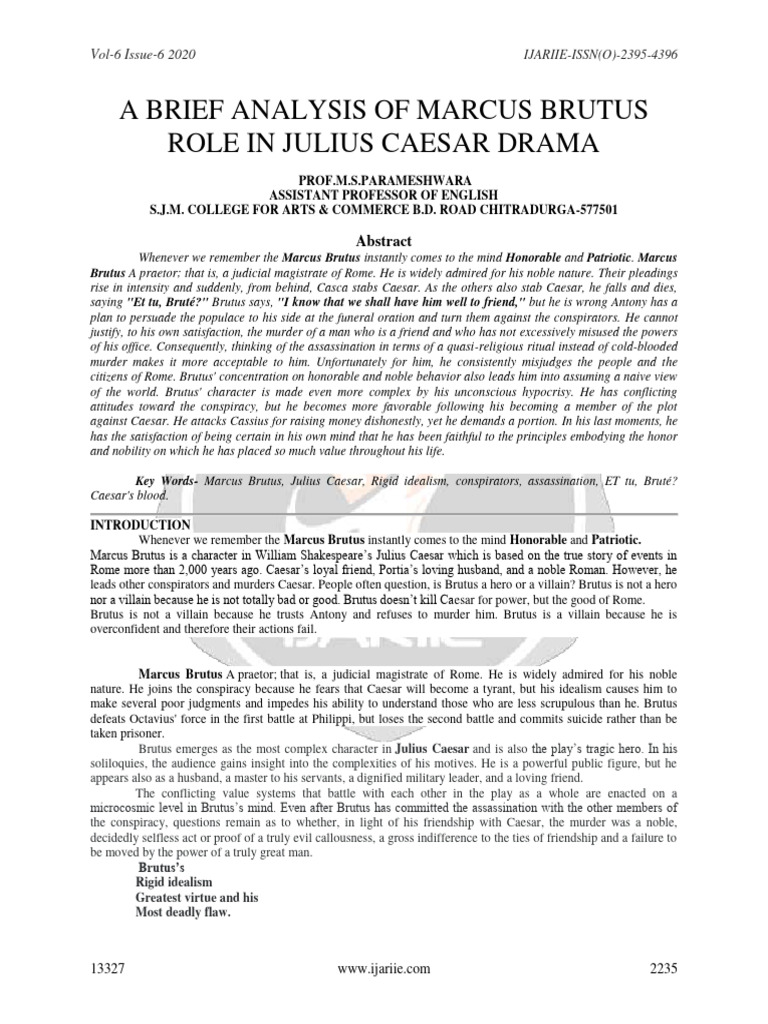 A BRIEF ANALYSIS OF MARCUS BRUTUS ROLE IN JULIUS CAESAR DRAMA ...