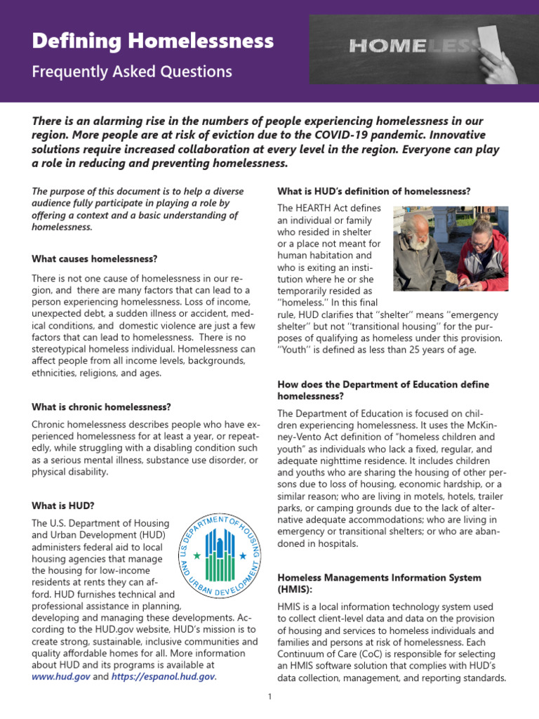 Homelessness FAQ Sheets | PDF | Homelessness
