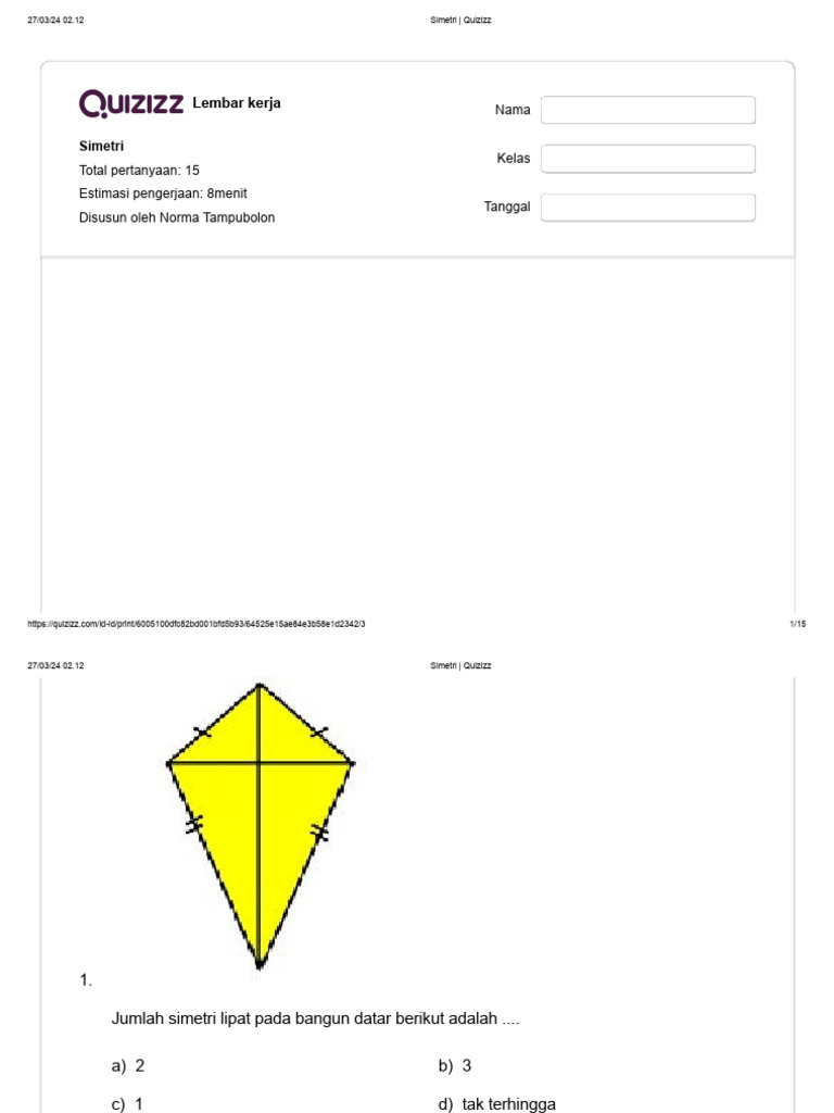 Quizizz - Simetri 2 | PDF | Metode & Bahan Ajar