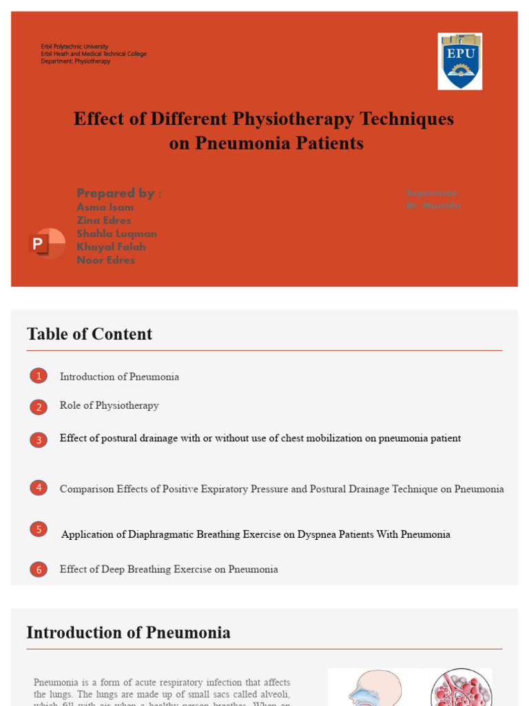 Effect of Different Physiotherapy Techniques On Pneumonia Patients ...