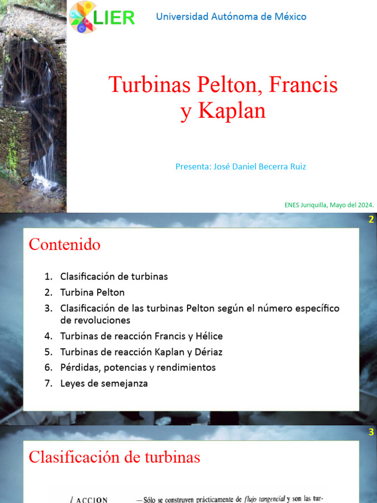 2 Turbinas Pelton, Francis y Kaplan | PDF | Turbina | Turbomaquinaria