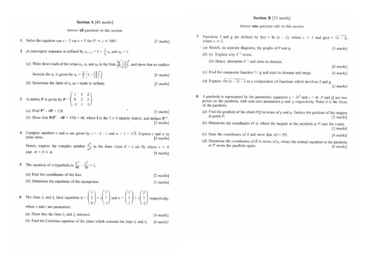 Mathematics T Sem 1 2016 | PDF